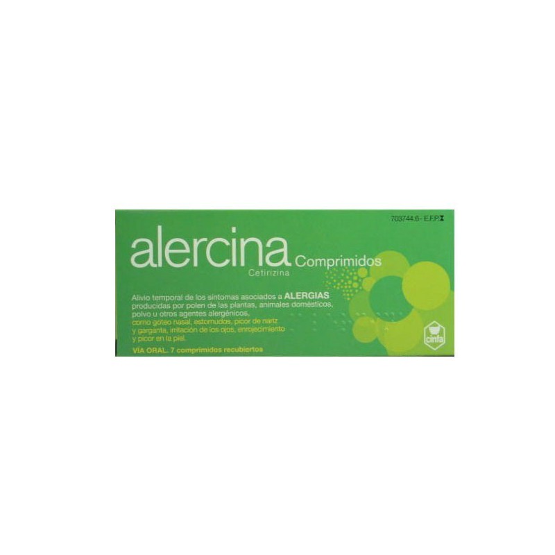 ALERCINA 10 MG 7 COMPRIMIDOS RECUBIERTOS - Farmacia Parcent